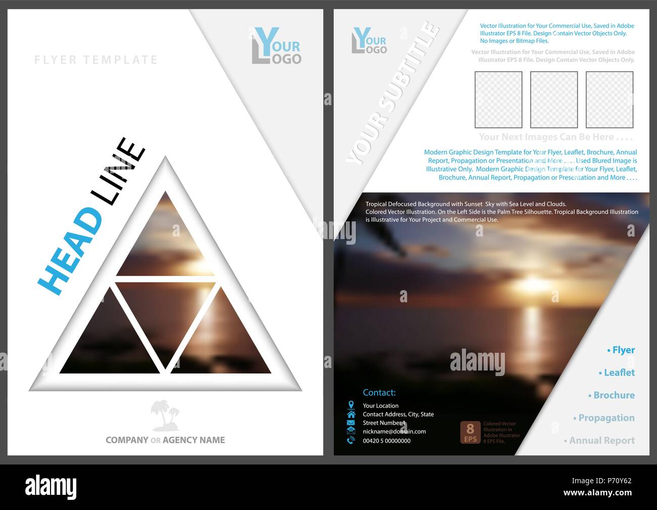 Flyer Template with Triangle Tropical Background Stock Vector Image ...