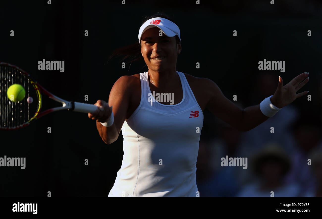 Heather Watson in action on day two of the Wimbledon Championships at ...