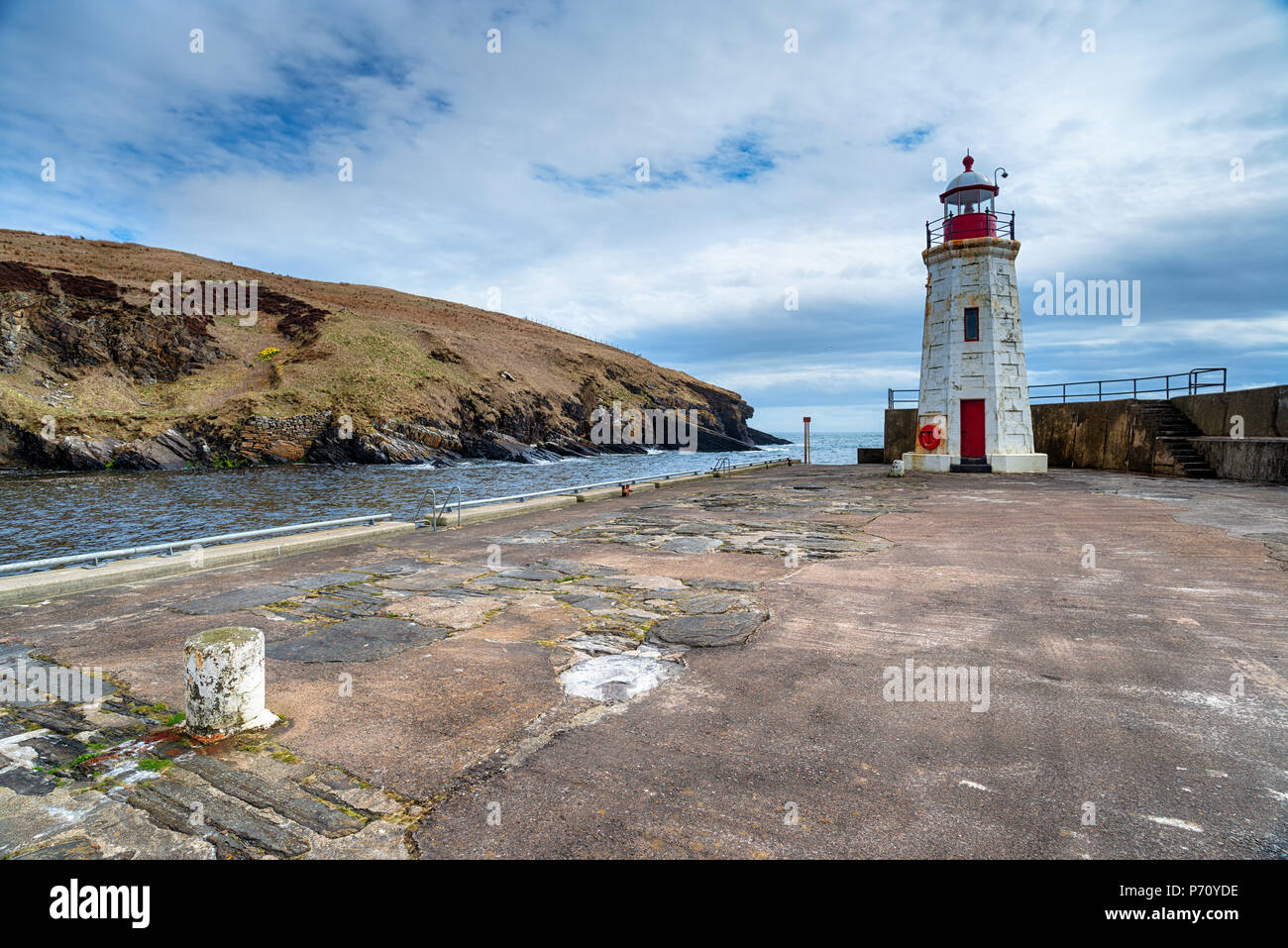The lighthouse on the harbour at Lybster in Caithness on the east coast ...