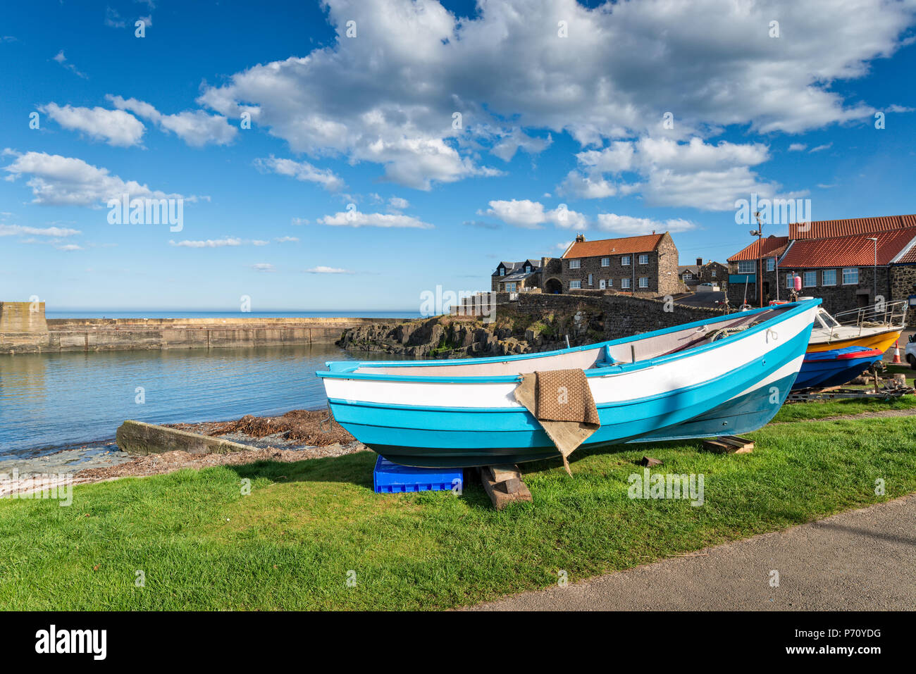 The pretty fishing village at Craster on the Northumberland coast Stock ...
