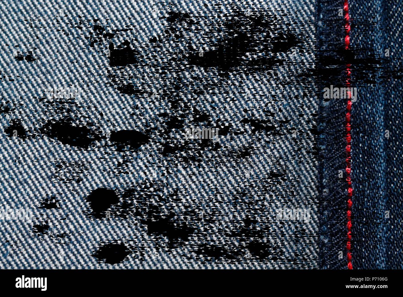 Grunge dirty Denim texture with red seam for jeans background Stock ...