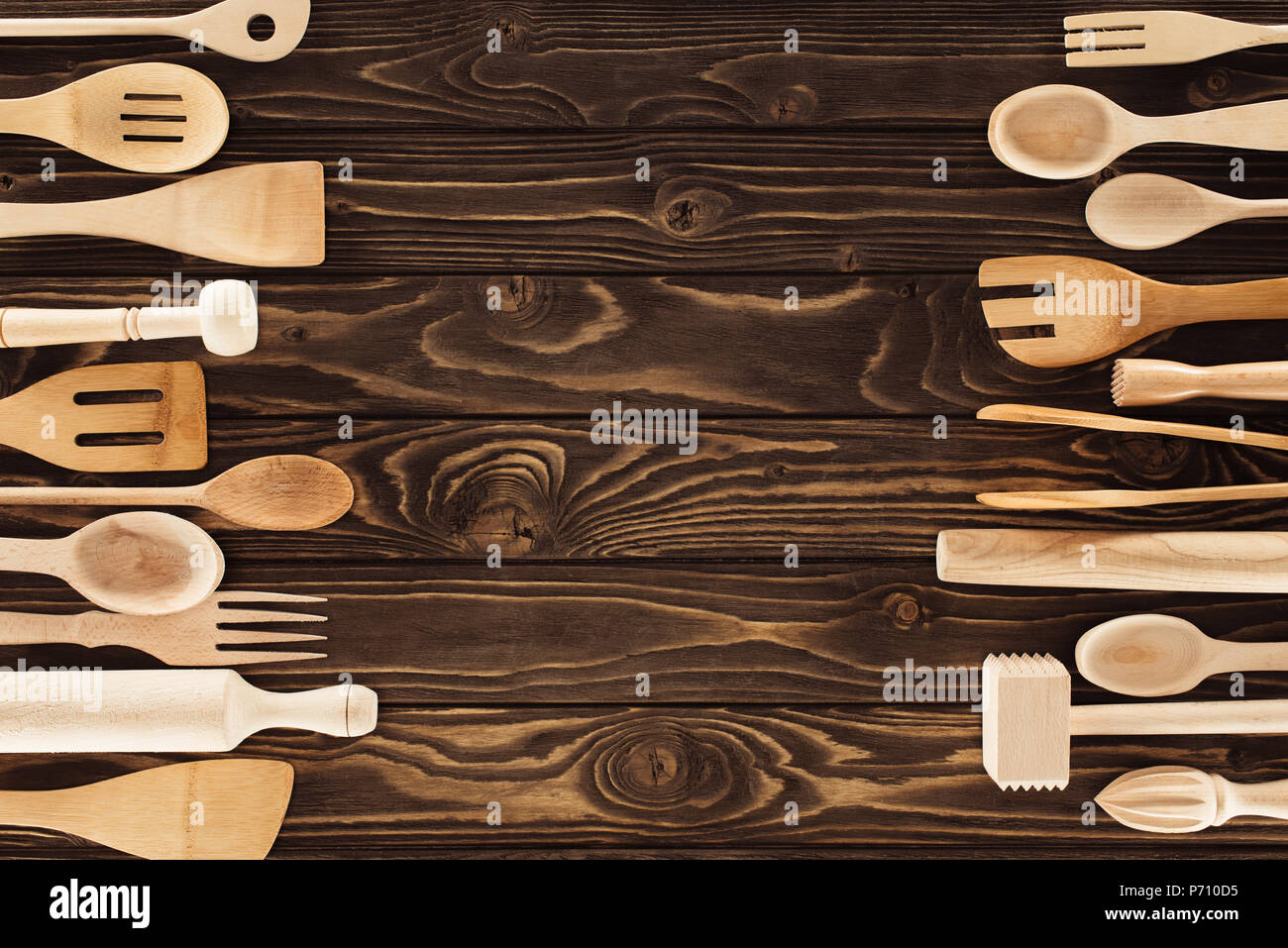 Different wooden spoons rolling hi-res stock photography and images - Alamy
