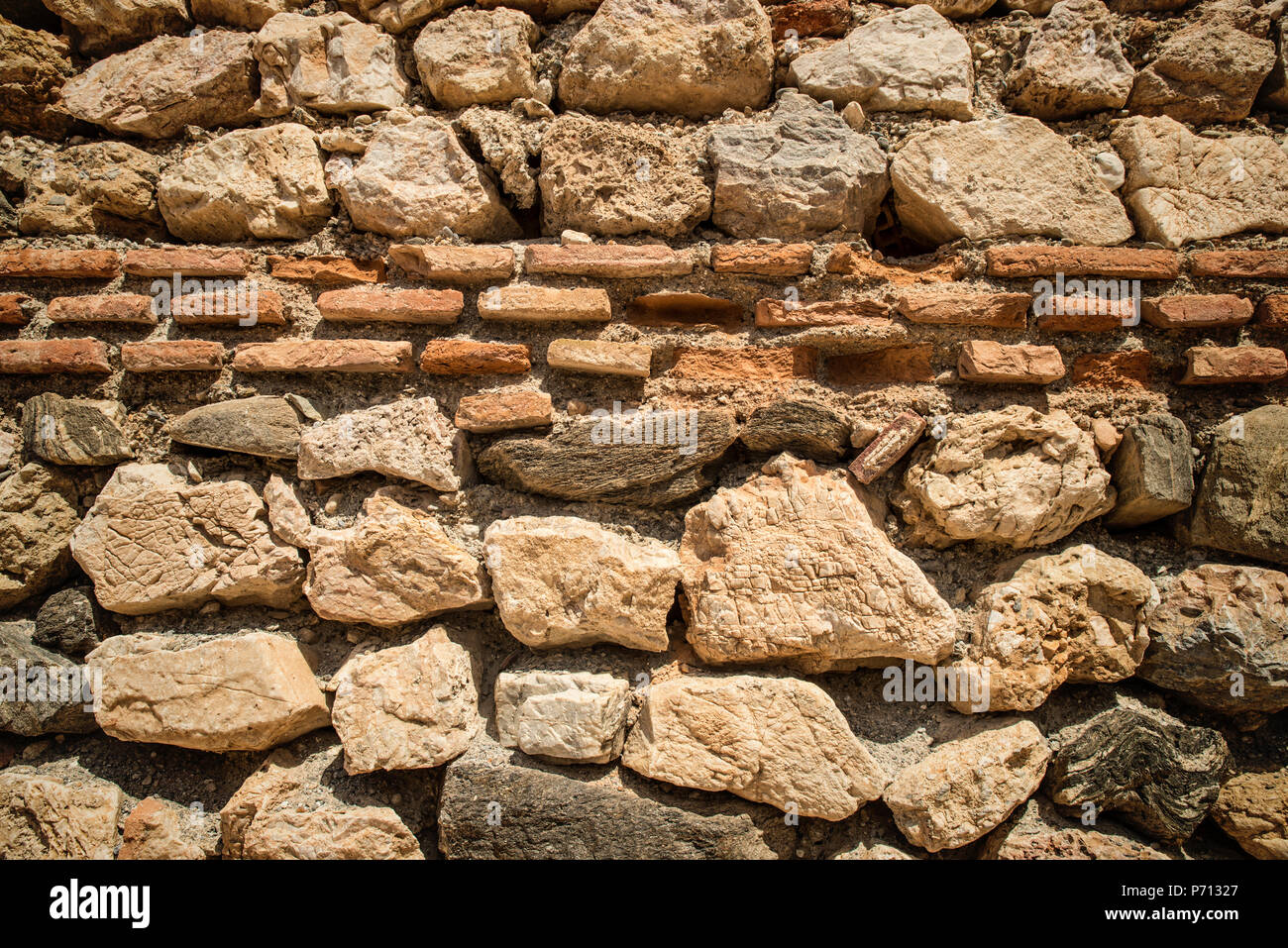 Full frame take of an old weathered stone wall Stock Photo - Alamy