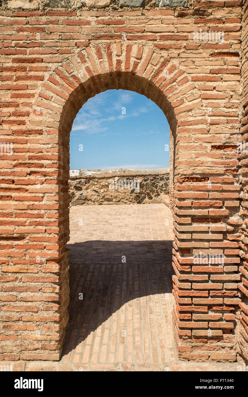 Old adobe arch at Salobrena castle, Malaga, Andalusia, Spain Stock ...