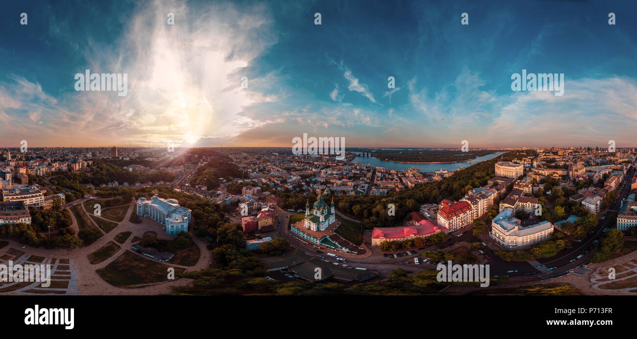 A big 360 degrees panorama in high resolution of the city of Kiev on ...