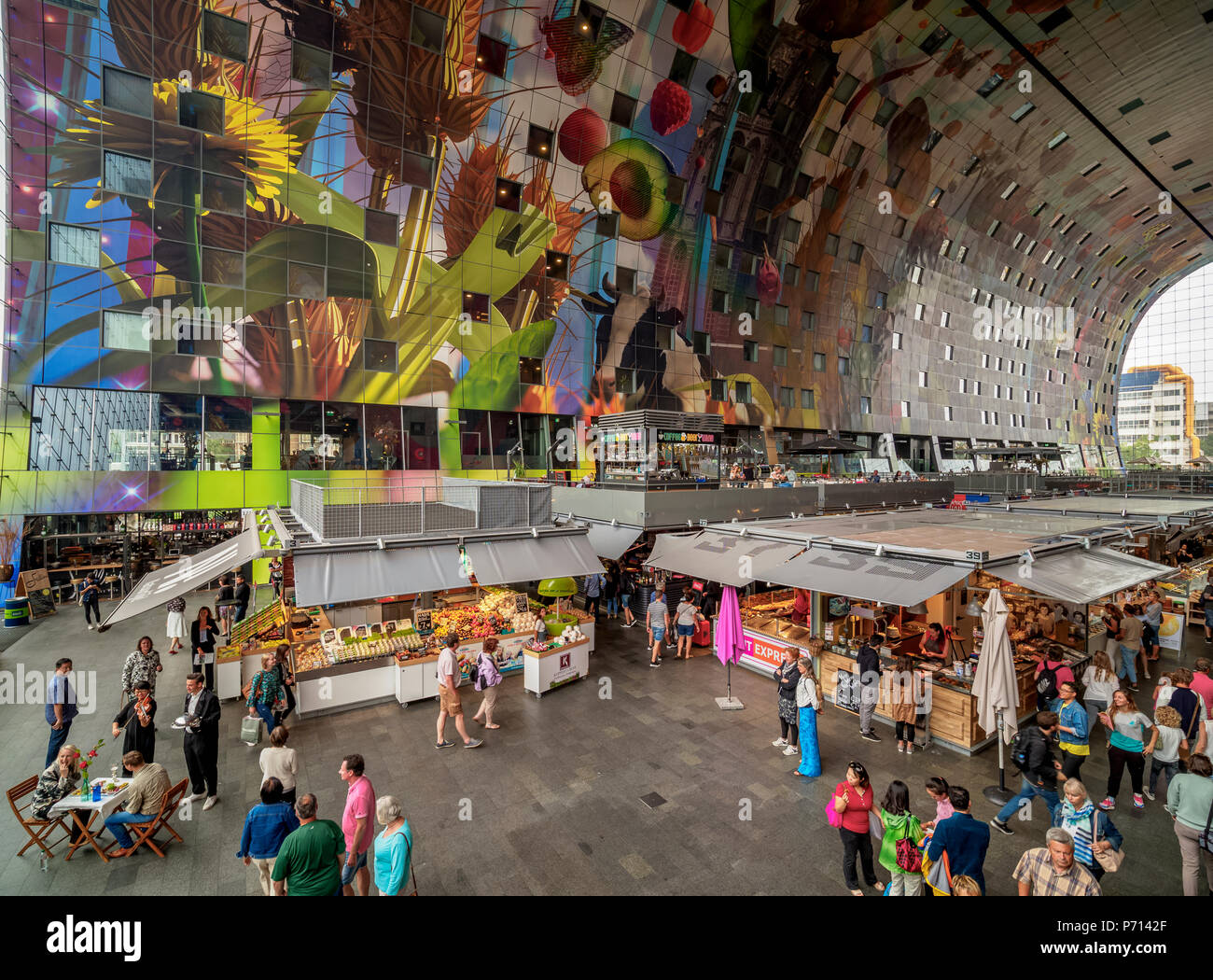 Market Hall, interior, Rotterdam, South Holland, The Netherlands ...