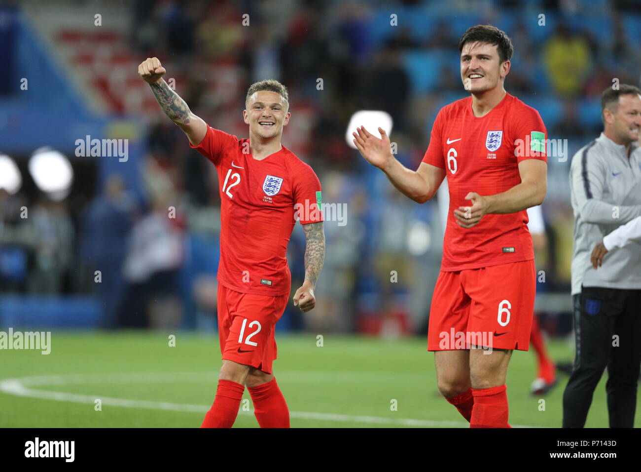 England's Kieran Trippier (left) and Harry Maguire celebrate after ...