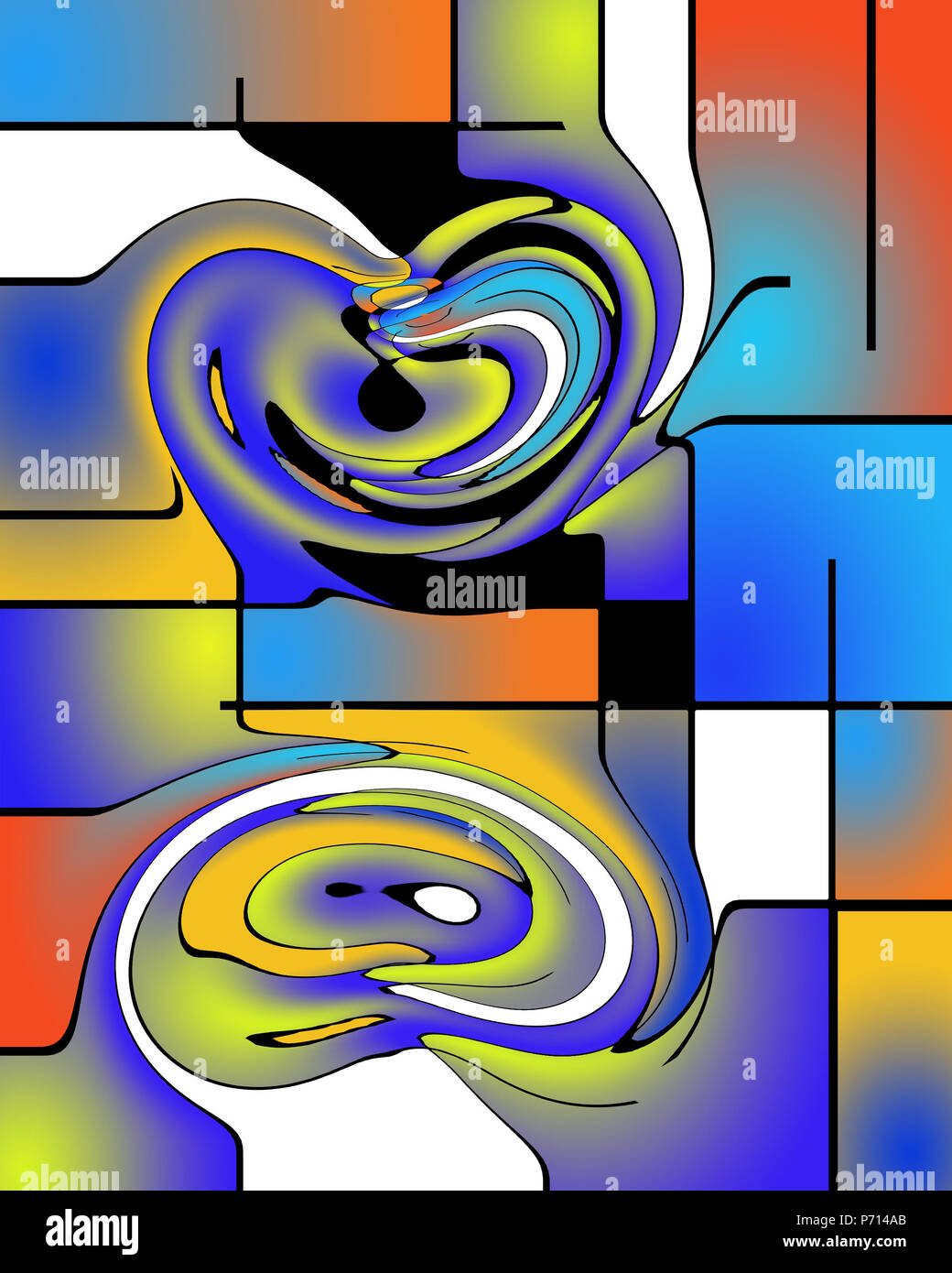 Abstract painting. Mondrian style. Distorted Stock Photo - Alamy