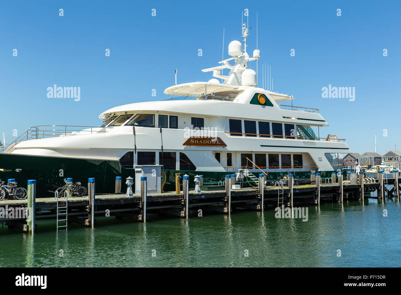 Super-yacht "ShadowL" docked in the marina in Nantucket, Massachusetts ...