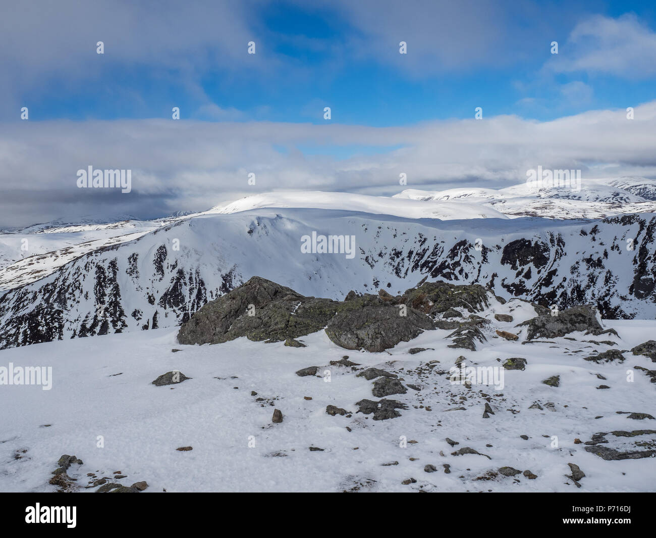 On the summit of The Cairnwell in the Cairngorm National Park looking ...