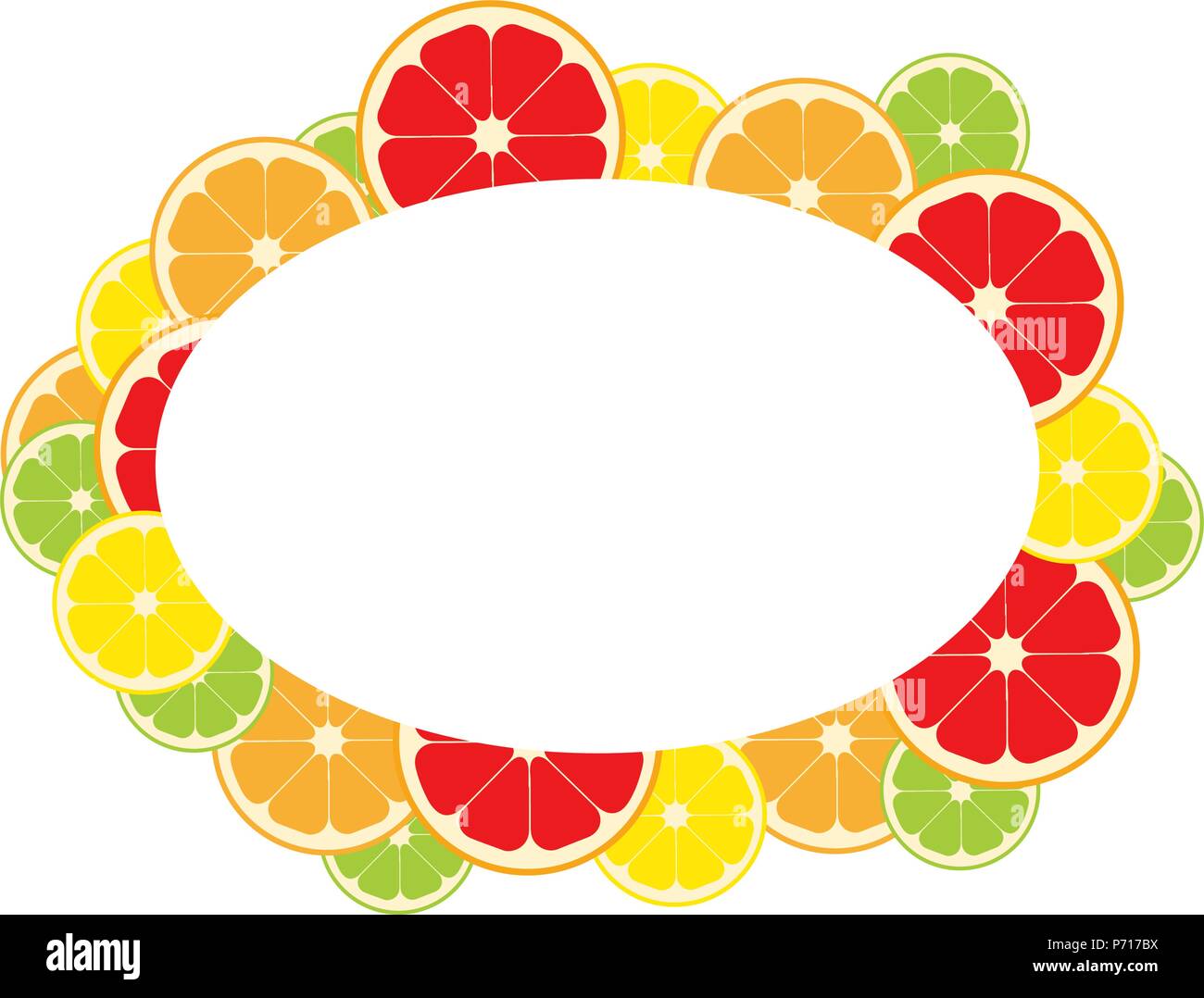 Frame citrus fruits. Lemon, lime, orange grapefruit. Vector ...