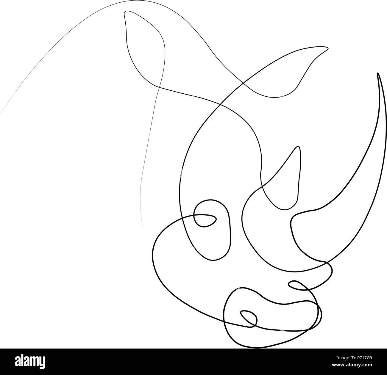 Rhinoceros animal one line. Vector illustration. Isolated white ...