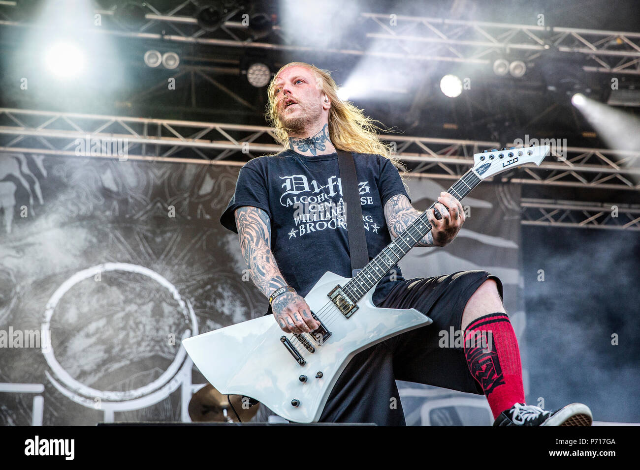 Sweden, Solvesborg - June 6, 2018. The Swedish metal band Cyhra ...