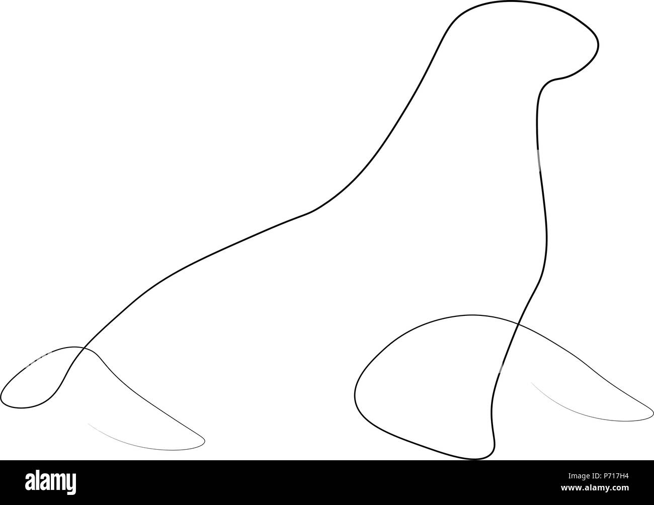 Seal one line. Vector illustration. Isolated white background Stock ...