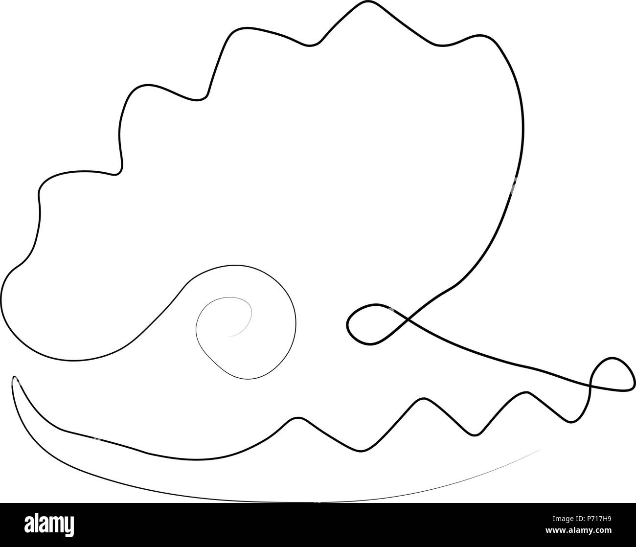 Shell pearl one line. Vector illustration. Isolated white background ...