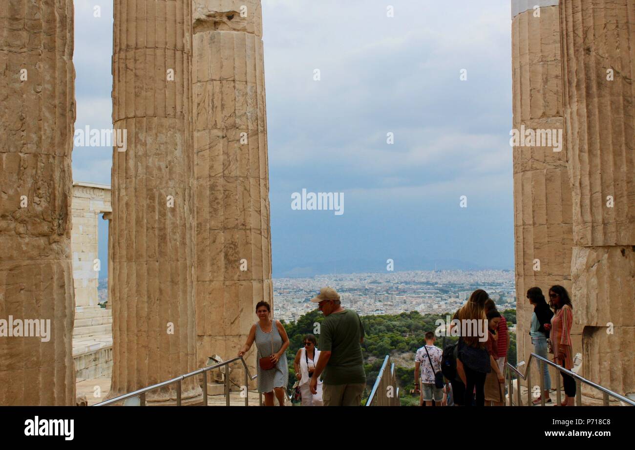 crowds of tourists at the acropolis parthenon in athens greece Stock ...