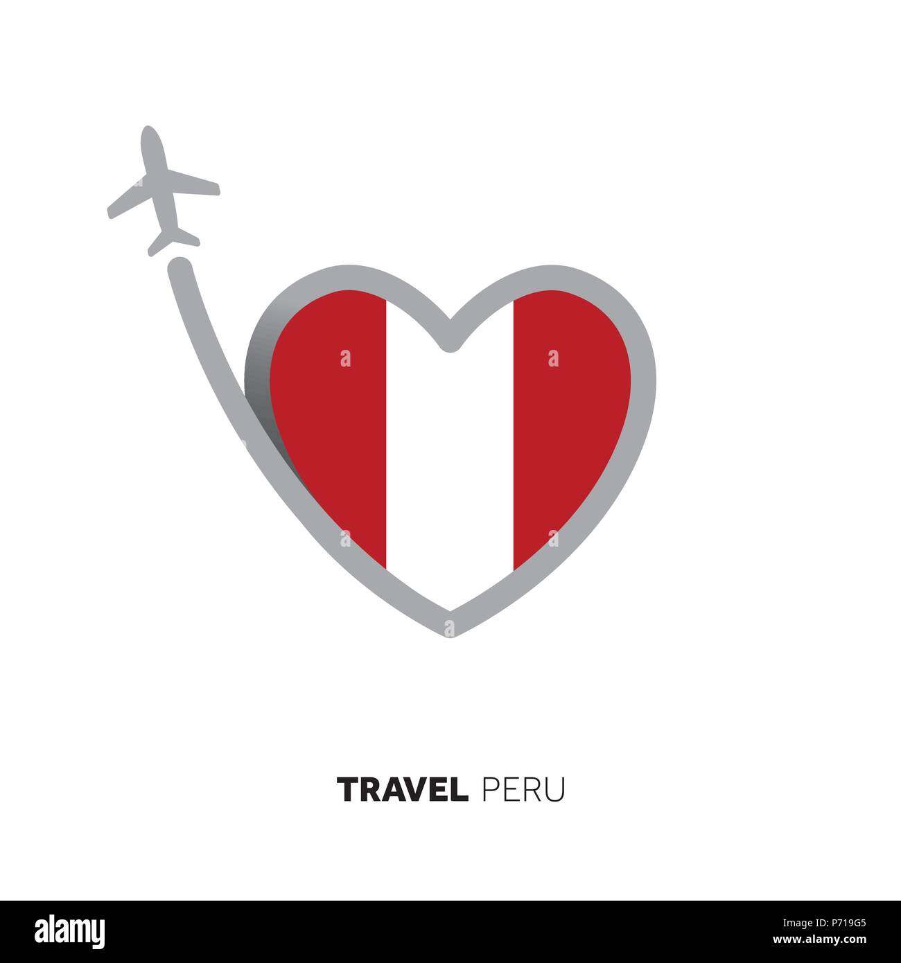 Peru travel concept. Heart shape flag with airplane Stock Vector Image ...