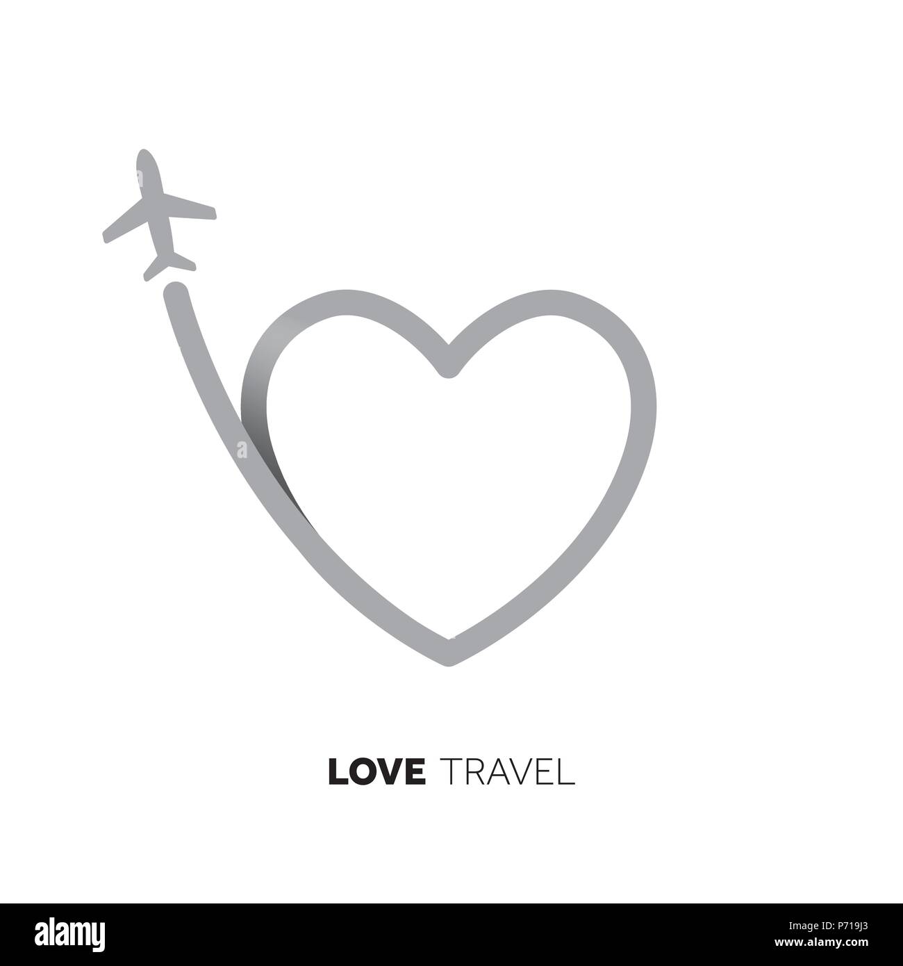Flight travel concept. Heart shape with airplane Stock Vector Image ...
