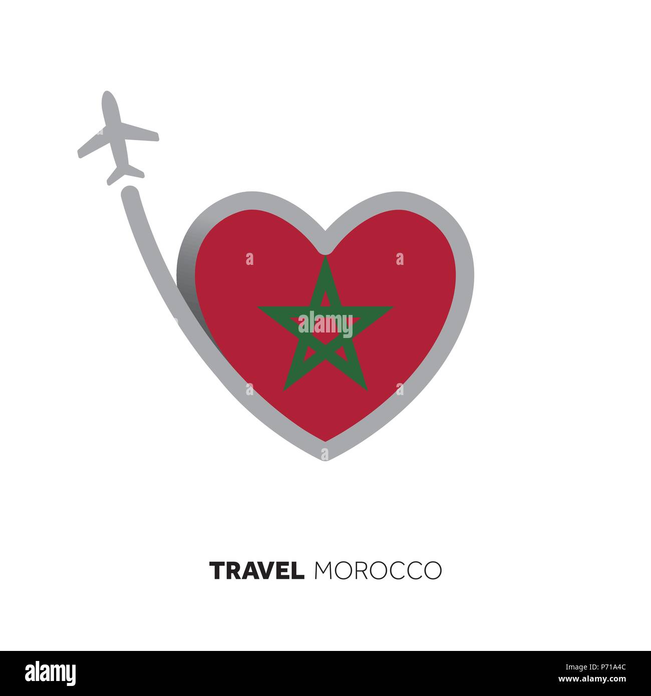 Morocco travel concept. Heart shape flag with airplane Stock Vector ...