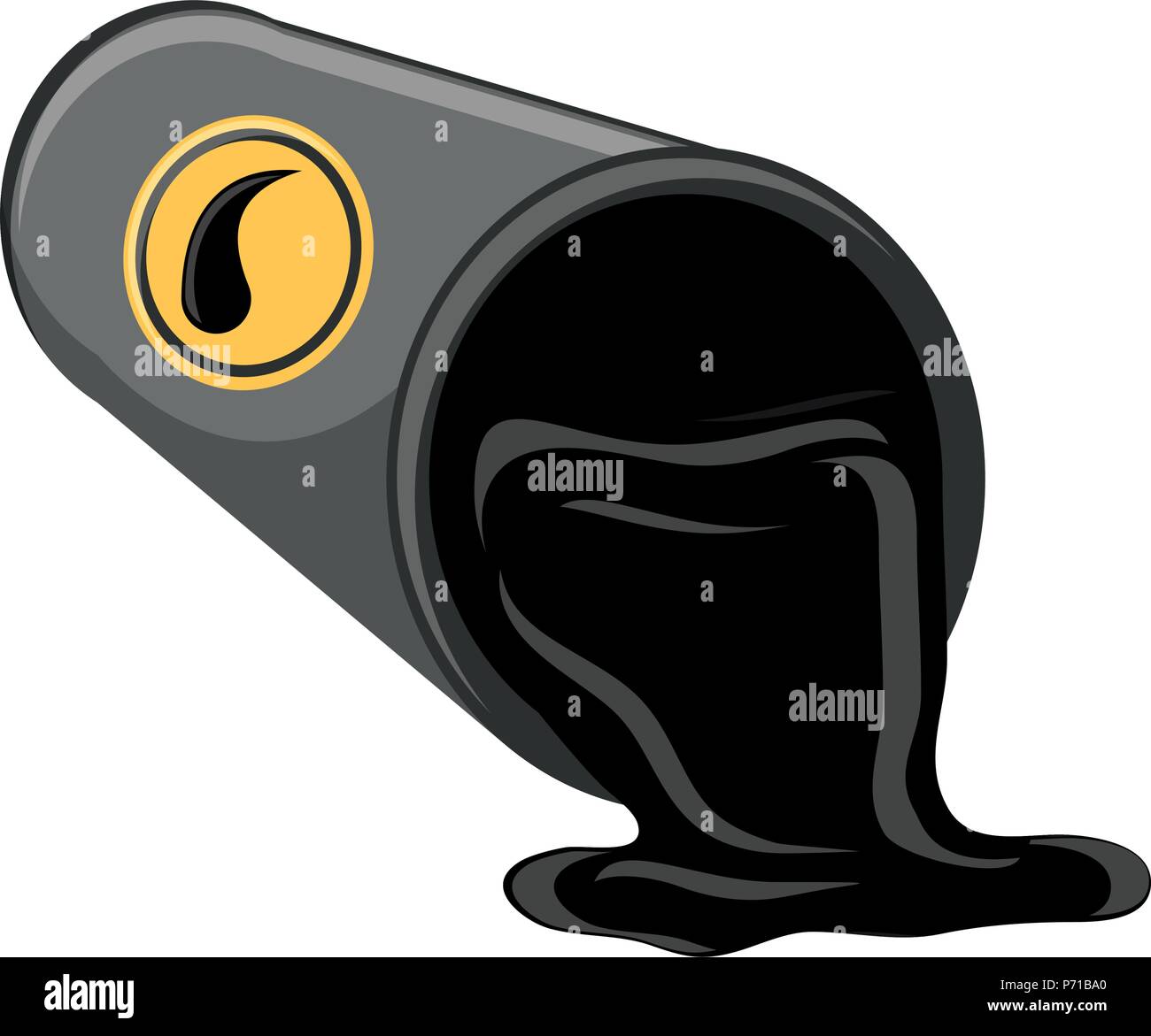 oil Barrel with spilled liquid icon over white background, vector ...
