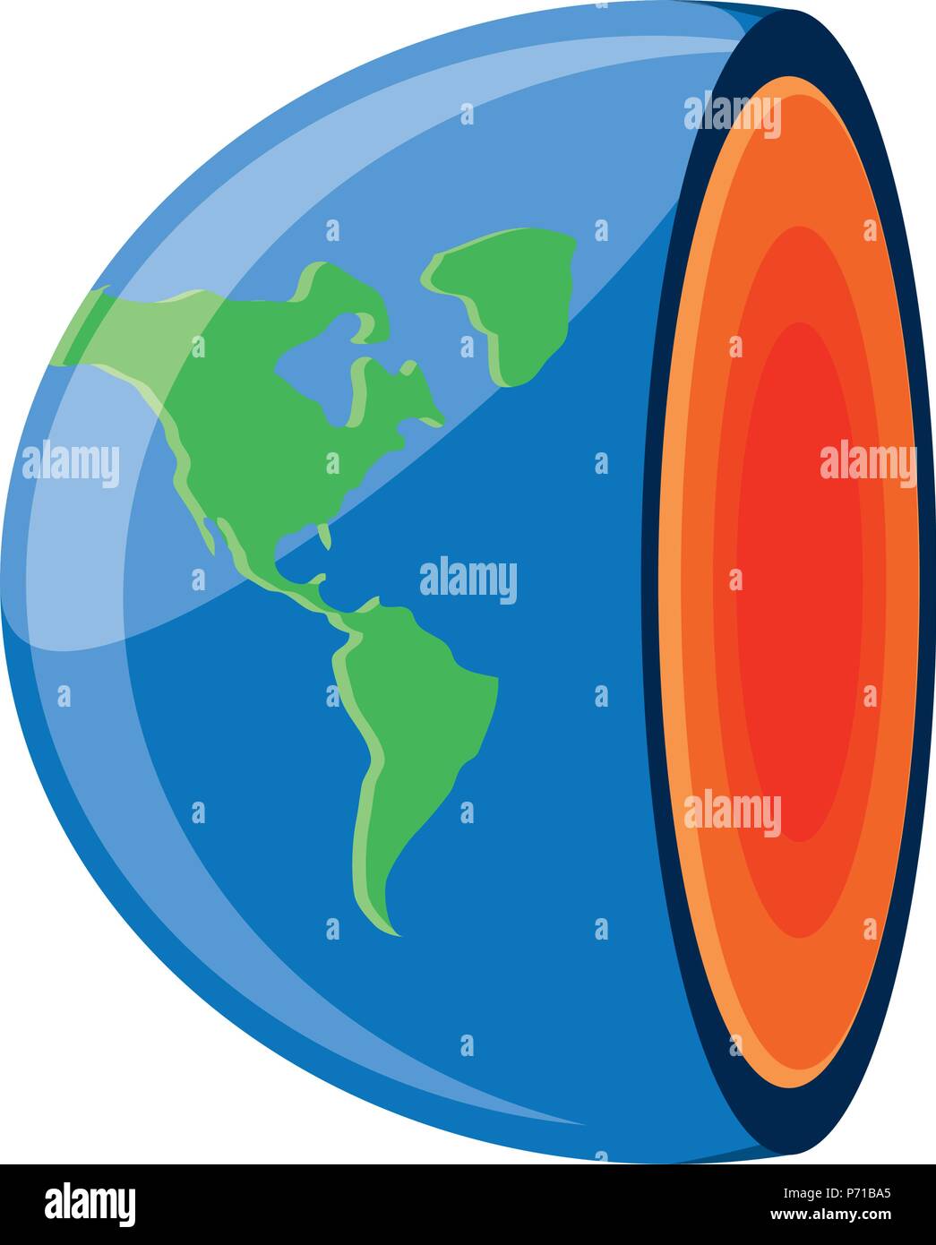 Earth core. Center of planet icon over white background, vector ...