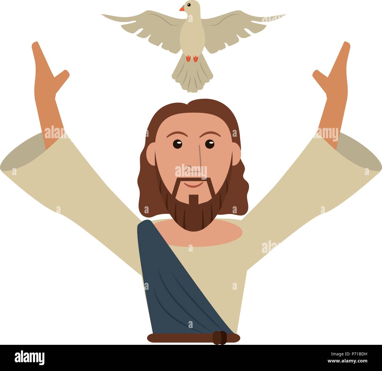 Jesuschrist with dove cartoon Stock Vector Image & Art - Alamy