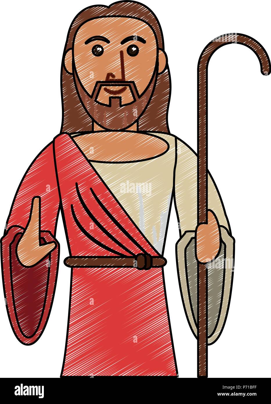 Jesuschrist with stick cartoon scribble Stock Vector Image & Art - Alamy