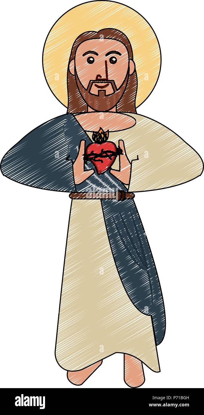 Jesuschrist sacred heart cartoon scribble Stock Vector Image & Art - Alamy