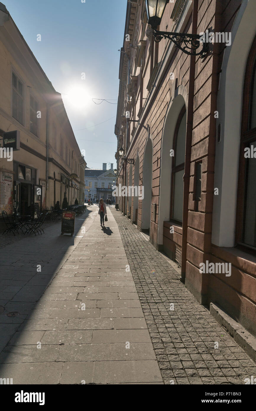 KOSICE, SLOVAKIA - OCTOBER 02, 2017: People walk along Biela or White ...