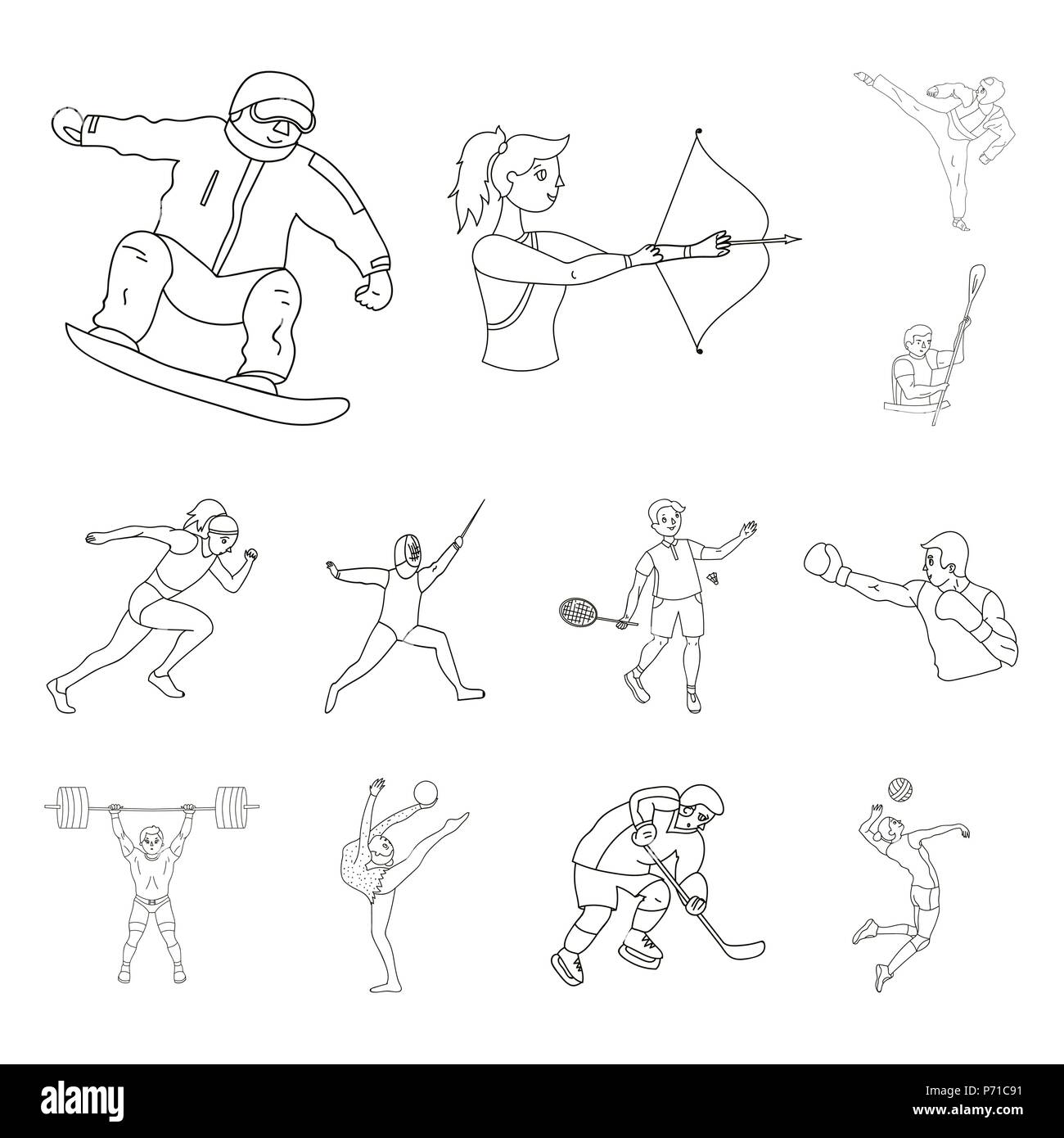 Different kinds of sports outline icons in set collection for design ...
