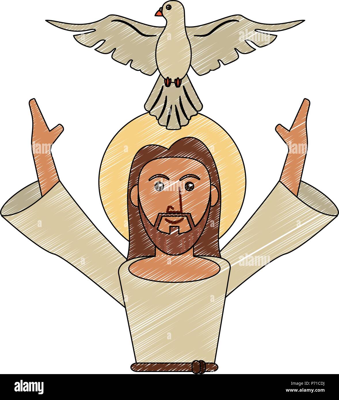 Jesuschrist with dove cartoon scribble Stock Vector Image & Art - Alamy