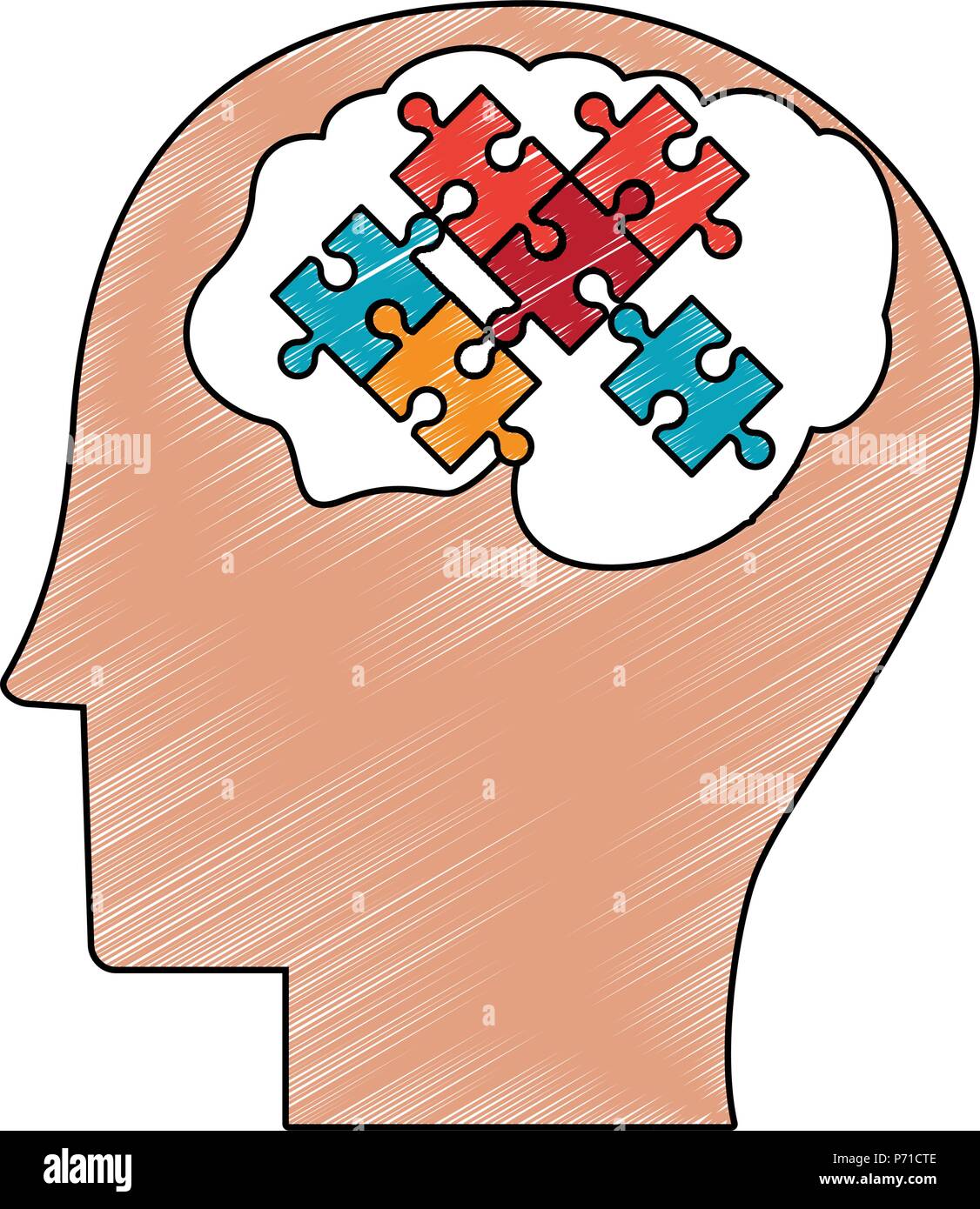 Head jigsaw pieces Stock Vector Images - Alamy