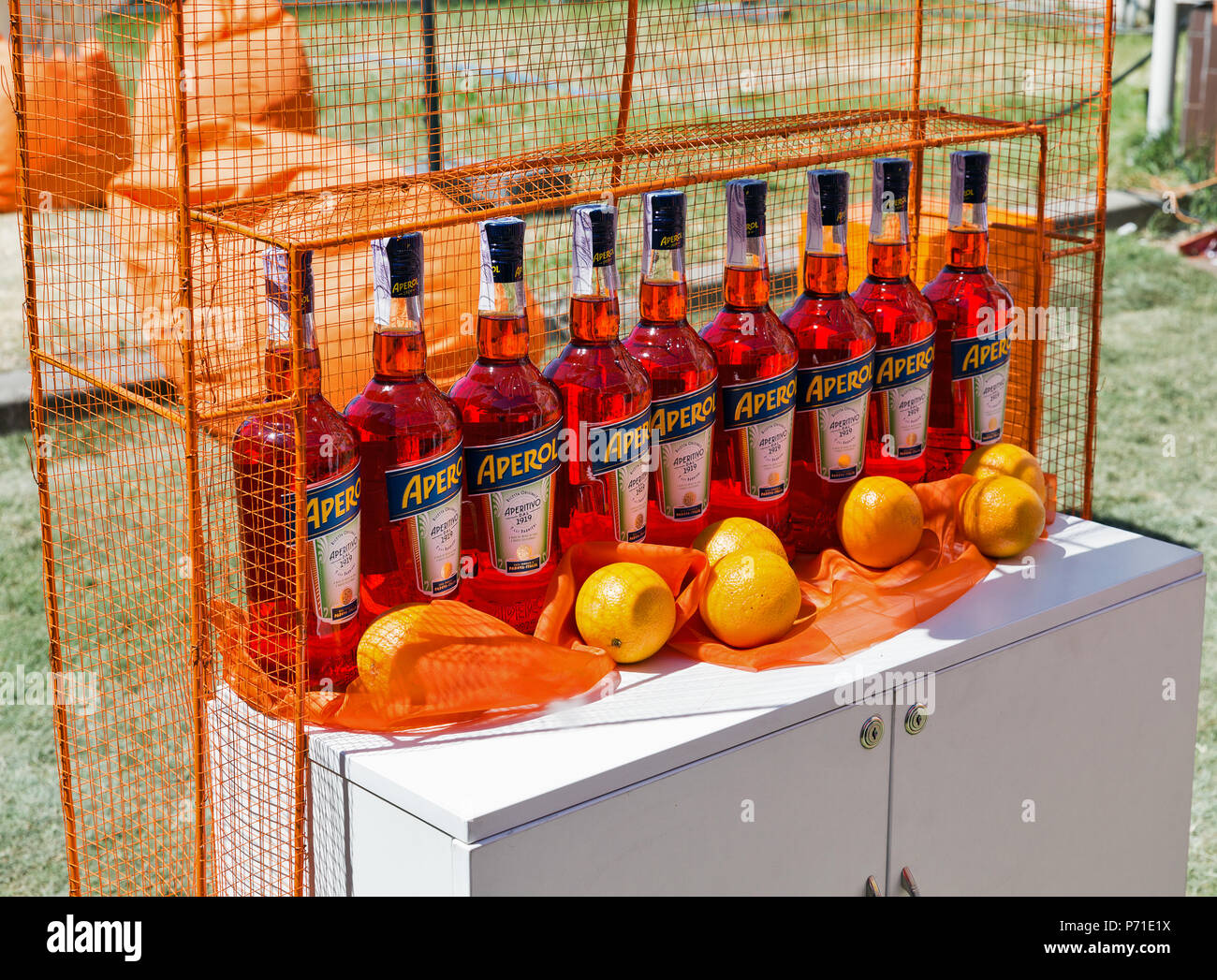 KIEV, UKRAINE - JUNE 02, 2018: Aperol Spritz booth at Kyiv Wine ...