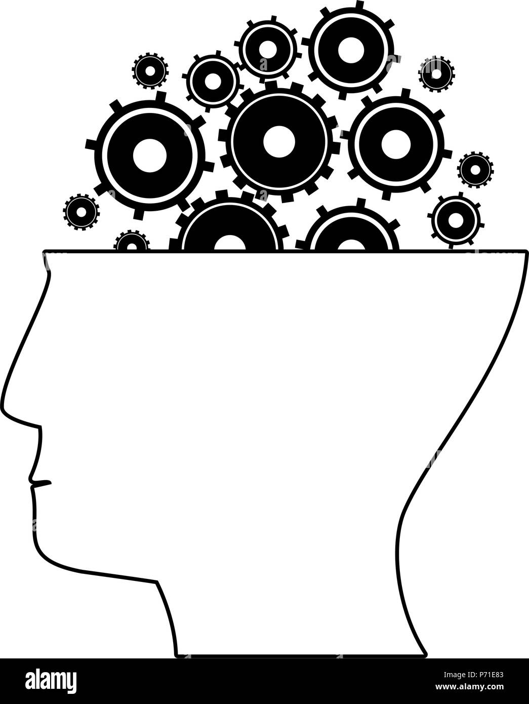 Head with gears in black and white Stock Vector Image & Art - Alamy
