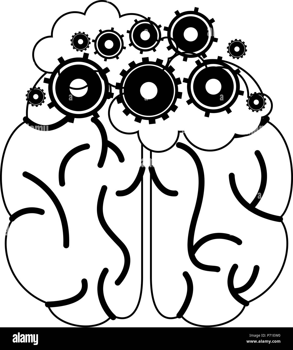 Brain and gears in black and white Stock Vector Image & Art - Alamy