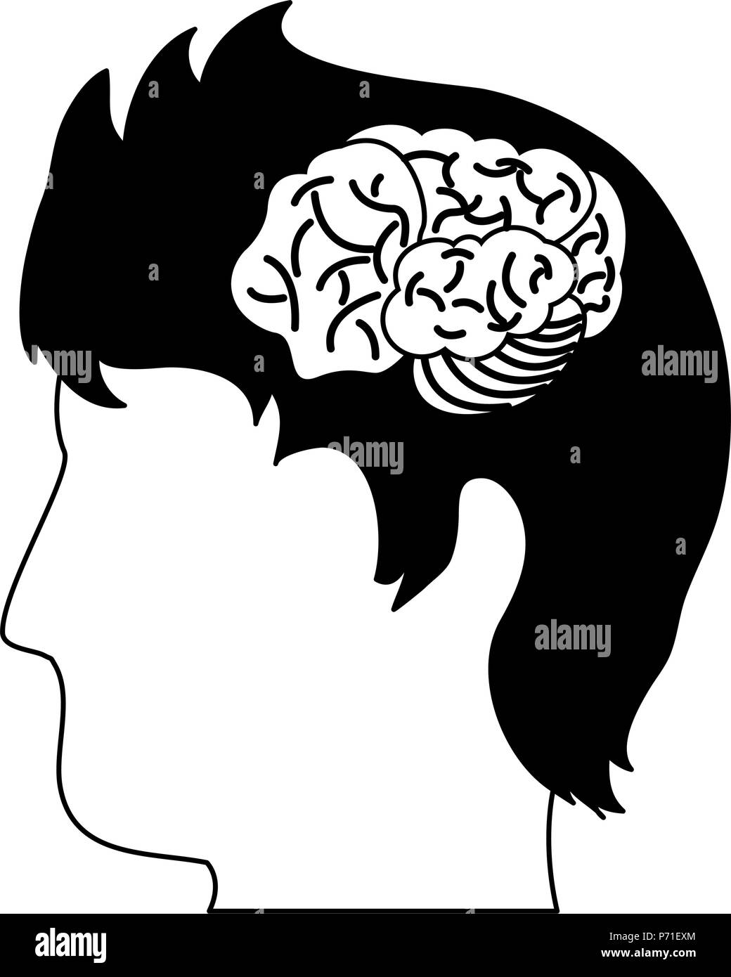 Human brain on head in black and white Stock Vector Image & Art - Alamy