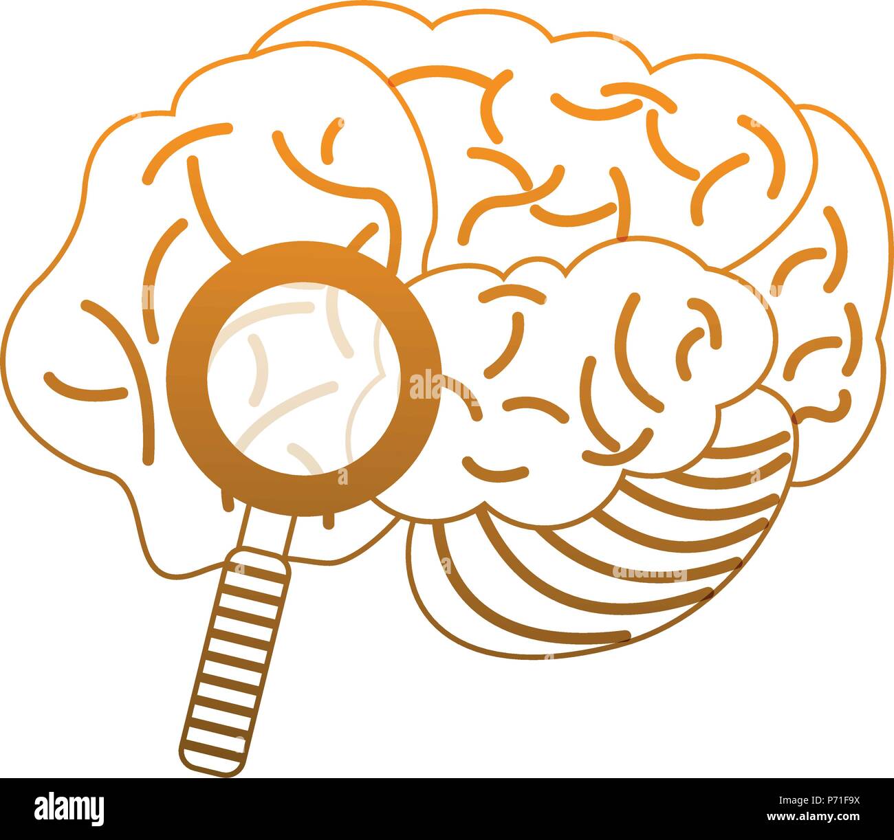 Human brain cartoon in yellow lines Stock Vector Image & Art - Alamy