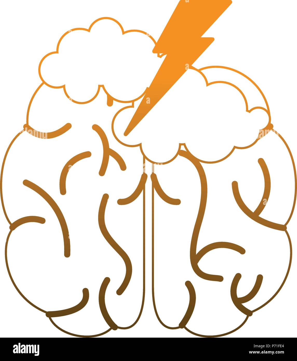 HUman brain cartoon in yellow lines Stock Vector Image & Art - Alamy