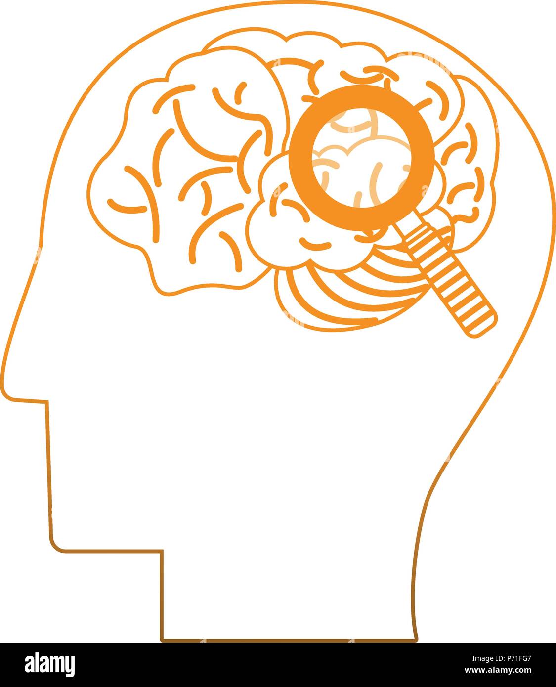 Human brain cartoon in yellow lines Stock Vector Image & Art - Alamy
