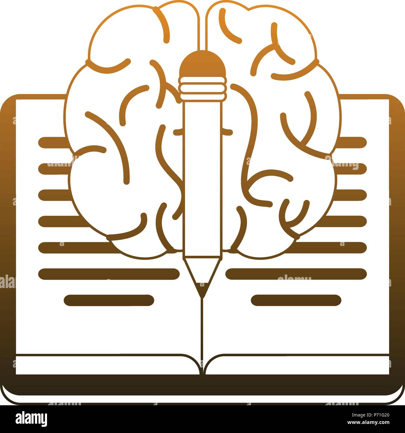 Human brain cartoon in yellow lines Stock Vector Image & Art - Alamy