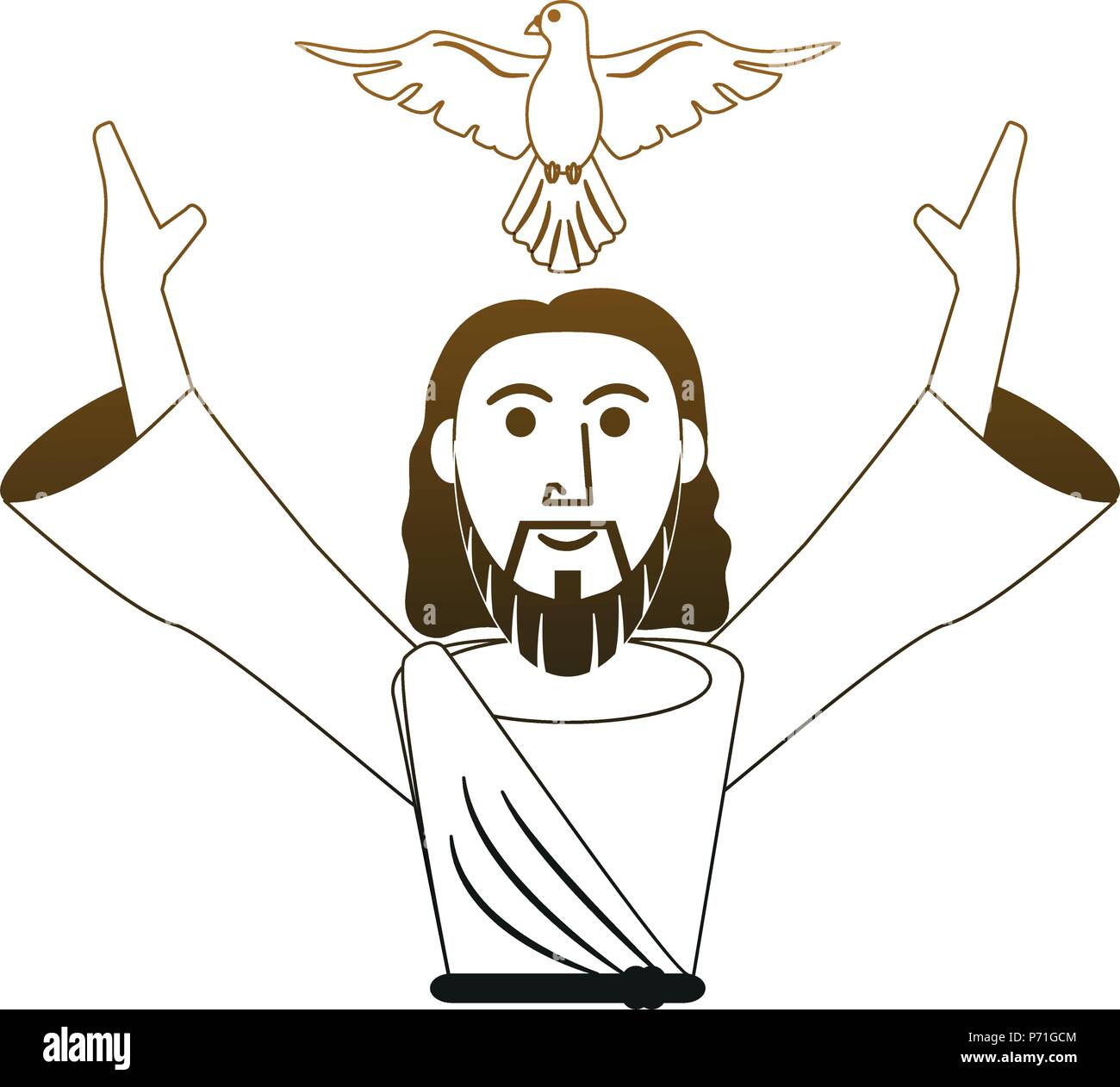 Jesuschrist with dove cartoon in yellow lines Stock Vector Image & Art ...