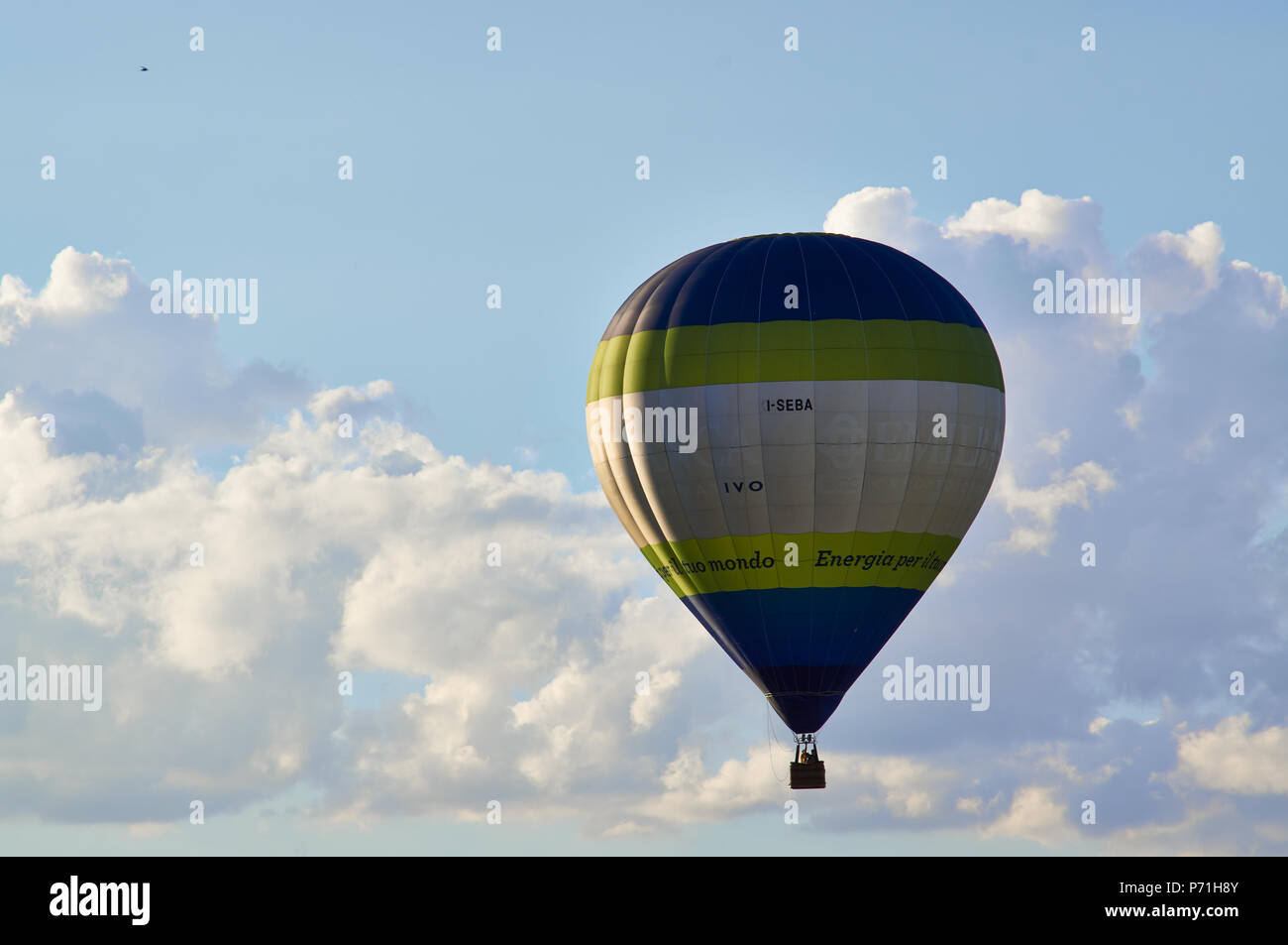Walking balloon and the panorama of the mountains. Balloons on the ...
