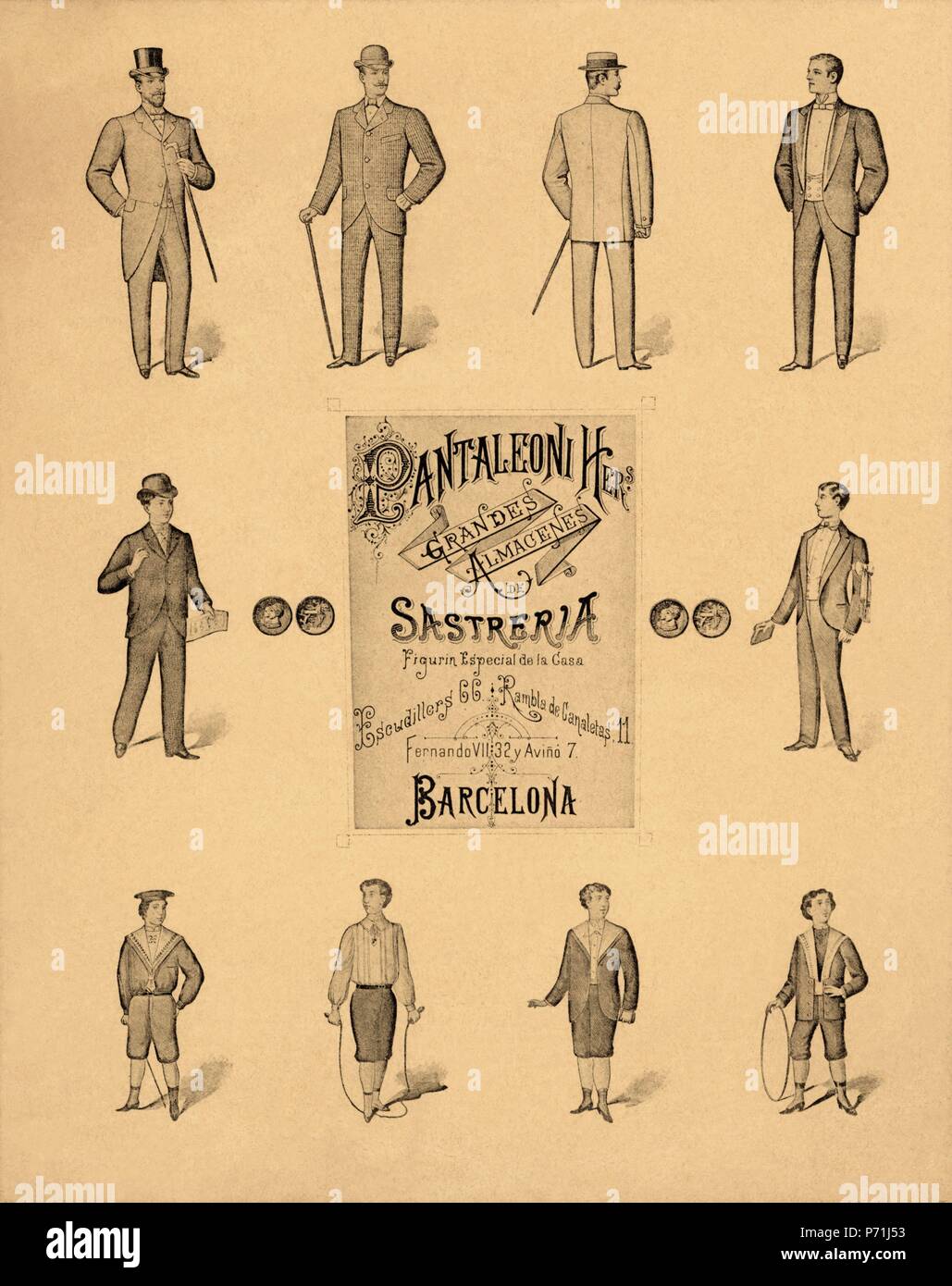 Barcelona. Publicidad de Pantaleoni Hermanos. Años 1930 Stock Photo - Alamy