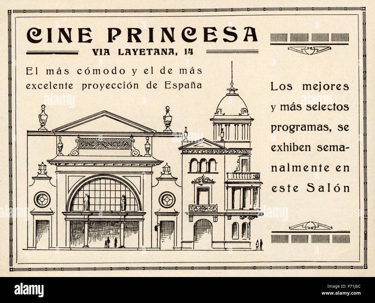 Barcelona. Publicidad del cine Princesa, años 1930 Stock Photo - Alamy