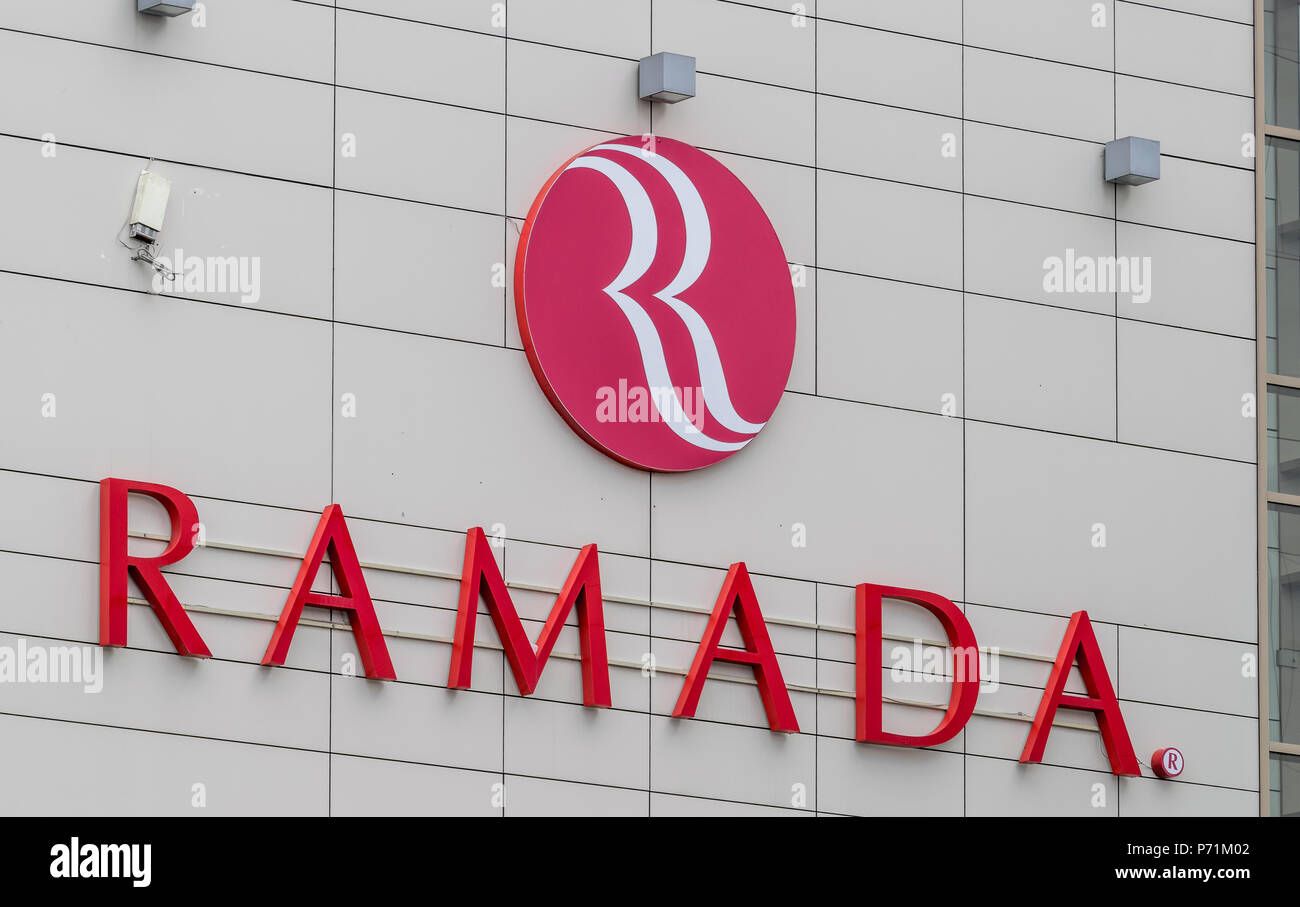 CLUJ-NAPOCA, ROMANIA - 24 MARCH, 2018: Ramada Hotel owned by Wyndham ...