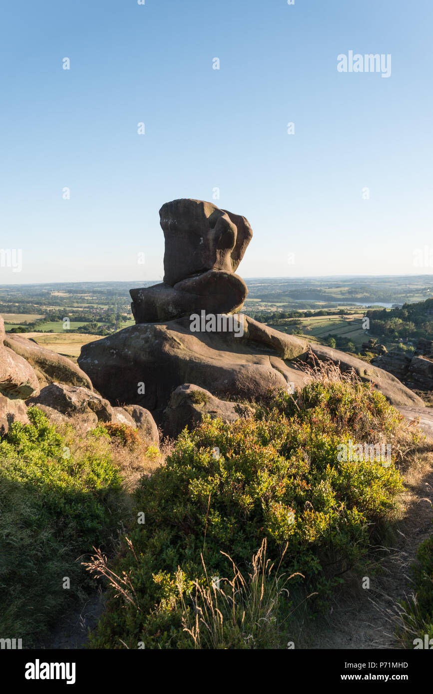Summer evening view from the rock formation of Ramshaw Rocks near Leek ...