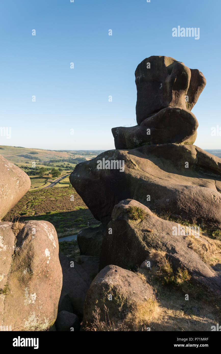 Summer evening view from the rock formation of Ramshaw Rocks near Leek ...