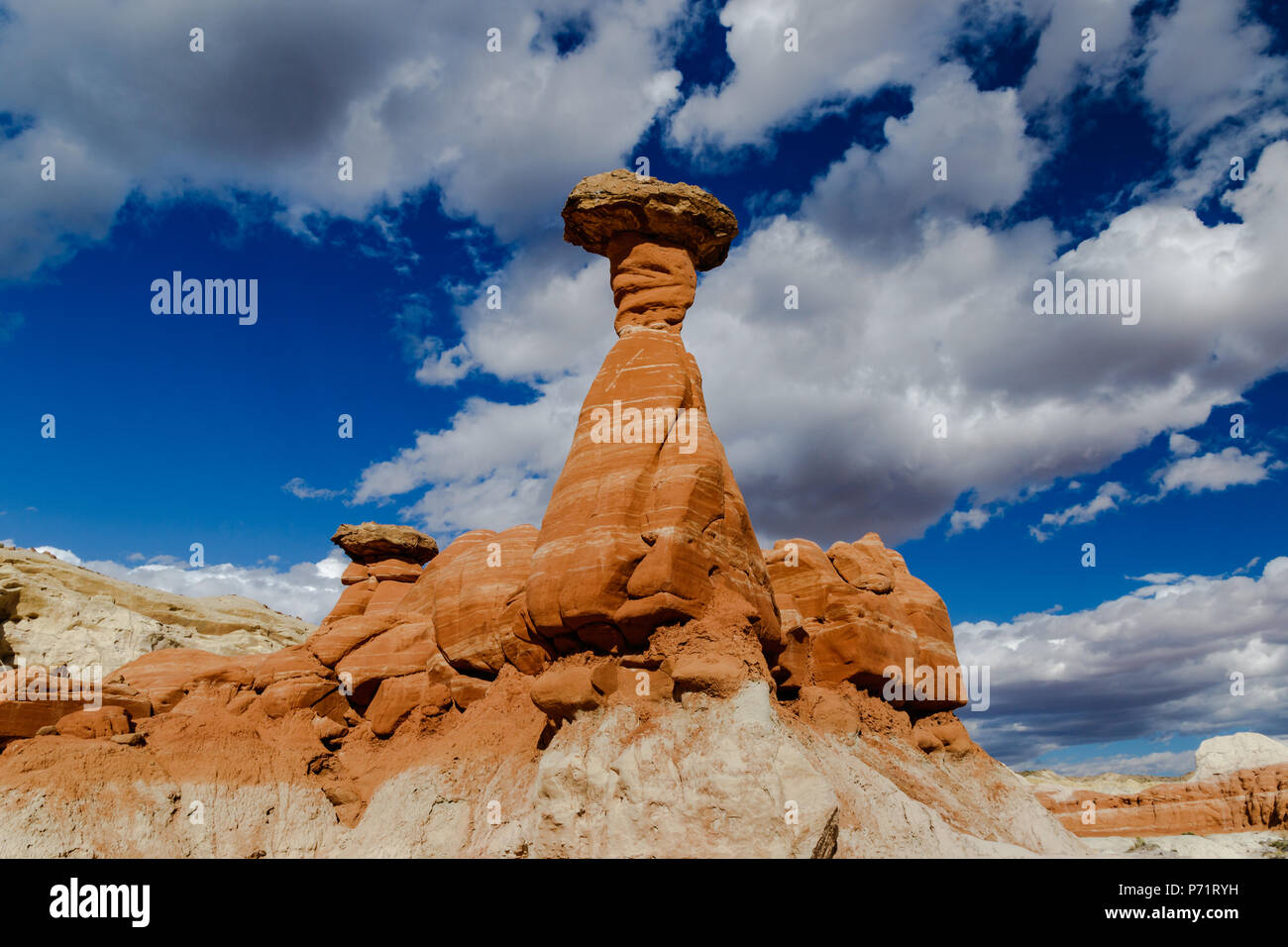 Unique red Toadstool hoodoo formation; southern Utah's badlands in the ...