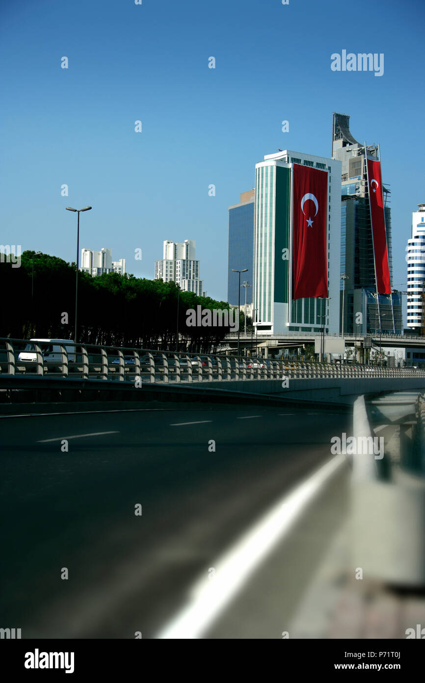 office buildings in the day time with the flag,Turkey Stock Photo - Alamy