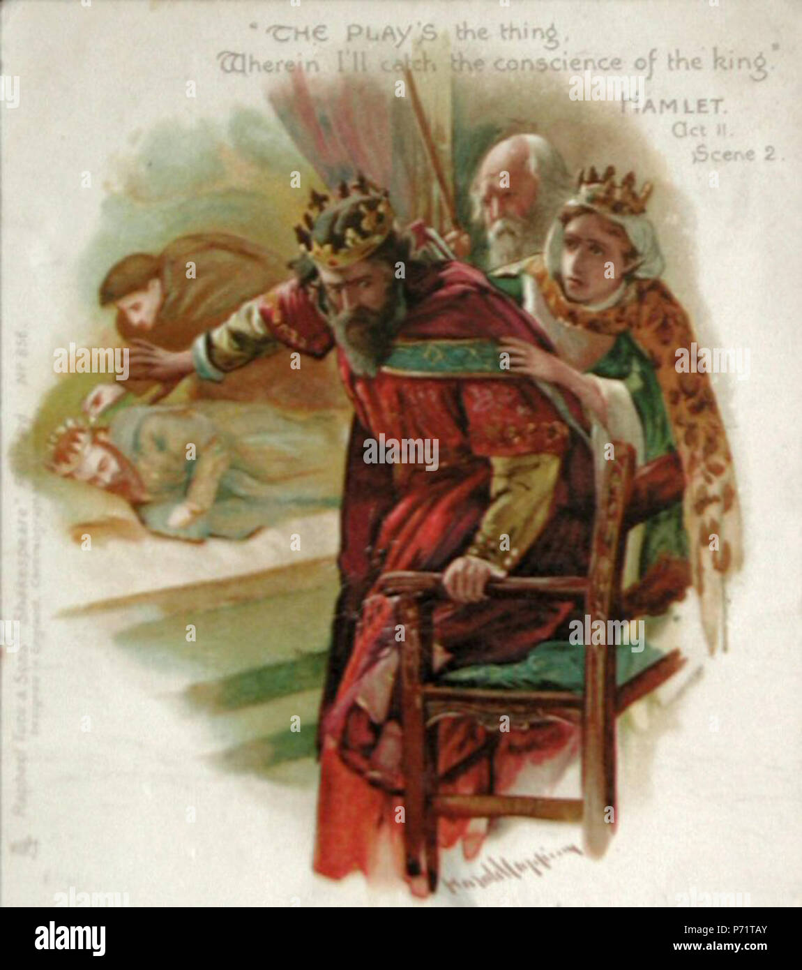 Illustration of the 'Mousetrap' scene from William Shakespeare's Hamlet ...